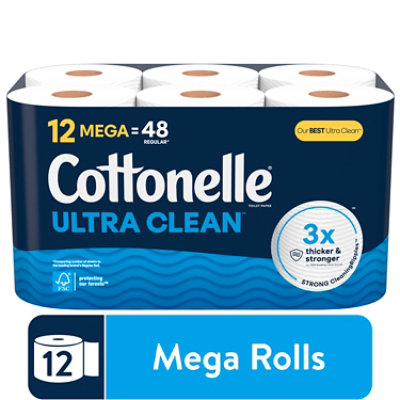 Cottonelle Ultra Clean Mega Toilet Paper Rolls 284 Sheets Per Roll - 12 ...