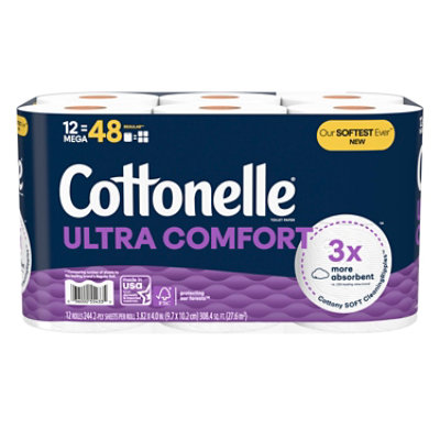 Cottonelle Ultra Comfort Mega Toilet Paper 12 Rolls - 244 Each - albertsons
