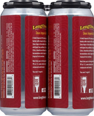 Lengthwise Zeus Imperial Ipa 4 Pack In Cans - 16 Fl. Oz. - vons