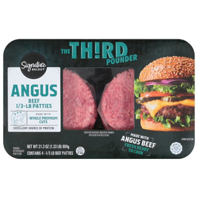 Signature Select Angus Beef Patties The 3rd Pounder - 21.32Oz - albertsons
