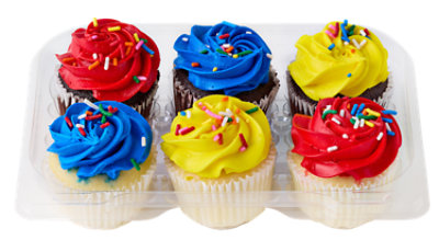 Cupcakes Assorted W/traditional Icing 6 Count Frozen - Each - albertsons