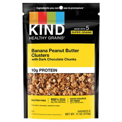 Kind Banana Peanut Butter With Dark Chocolate Chunks Granola Clusters ...