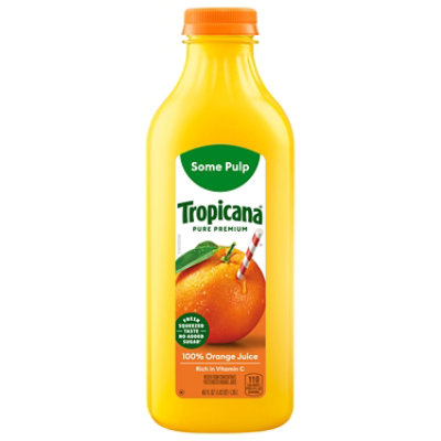 Tropicana Pure Premium 100% Orange Juice Original Some Pulp No Sugar ...