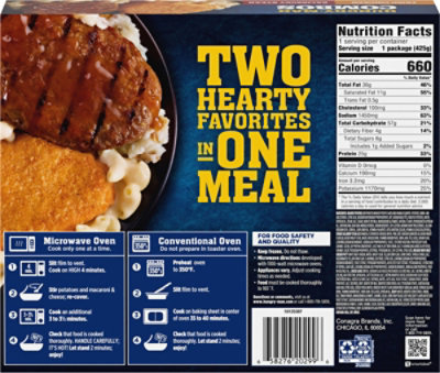 Hungry Man Combo Salisbury Steak And Fried Chicken Frozen Ssm, 15 Oz ...