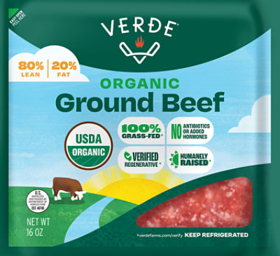 Verde Grass Fed Organic Ground Beef 80/20 - 16 OZ - albertsons