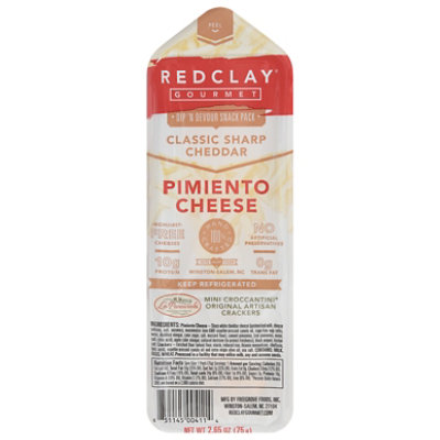 Red Clay Gourmet Sharp Cheddar Pimento Cheese & Cracker Snack Pack - 2. ...