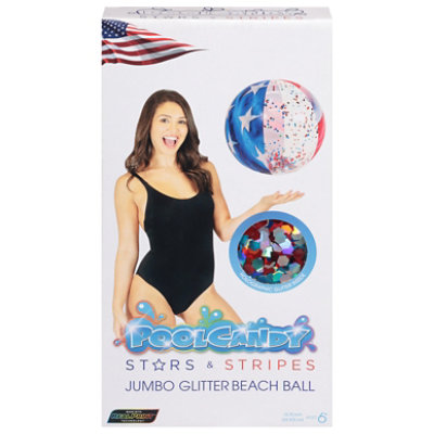 PoolCandy Stars & Stripes Jumbo Glitter Beach Ball - Each - safeway