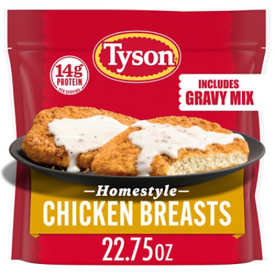 Tyson Homestyle Breaded Chicken Breasts Patties With Gravy Mix 22.75 Oz ...