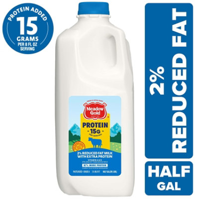 Meadow Gold Milk 2% Reduced Fat Protein Half Gallon - .5 GA - albertsons