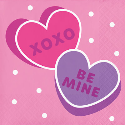 Signature Select Happy Hearts Bev Napkins - 16 Count - vons