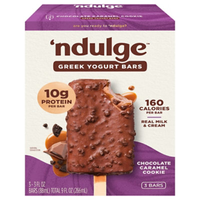 Ndulge Yogurt Bar Chocolate Caramel Cookie - 9 FZ - albertsons